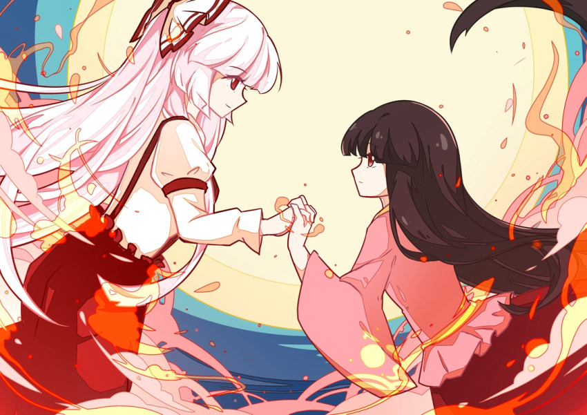 Safebooru - 2girls black hair closed mouth collared shirt commentary ...