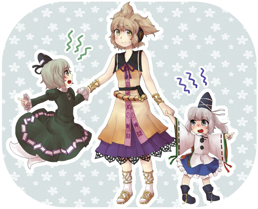 Safebooru - arguing blonde hair blue eyes boots chibi child dress ...