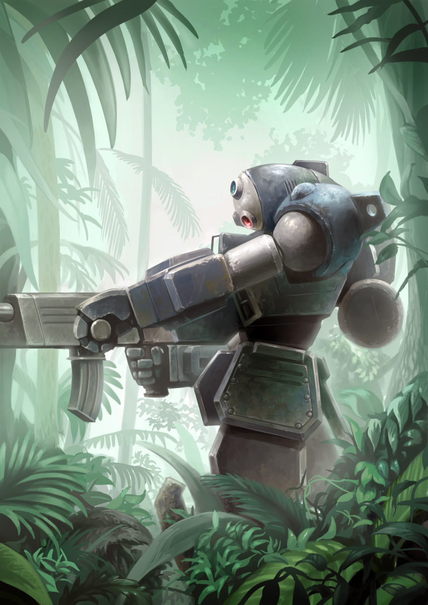 Safebooru - diving beetle fern gun highres jungle machine gun mecha ...