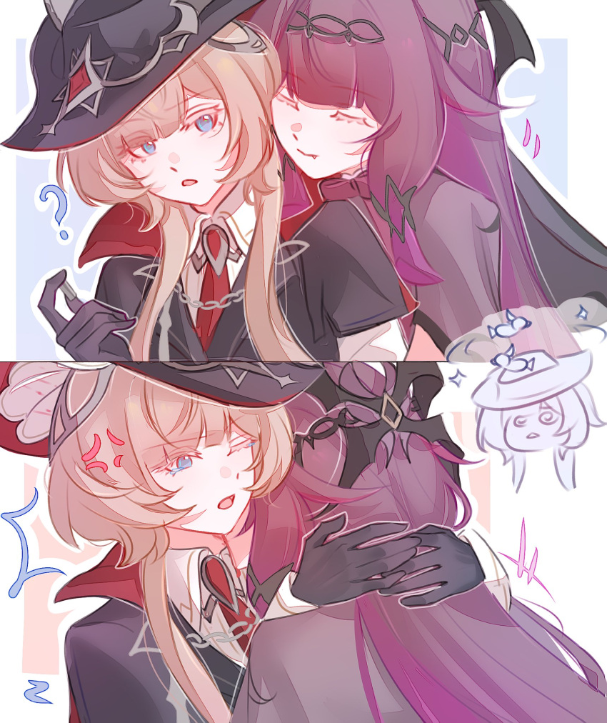 Safebooru - 2girls black gloves black jacket blonde hair blue eyes ...