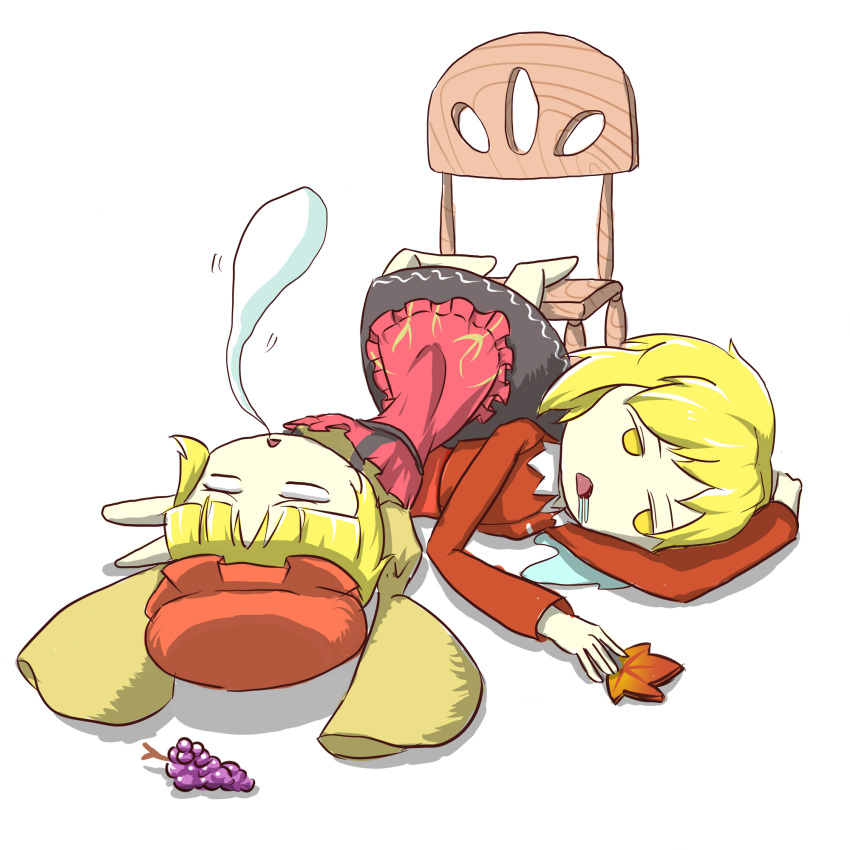 Safebooru - 2girls aki minoriko aki shizuha apron barefoot black skirt ...