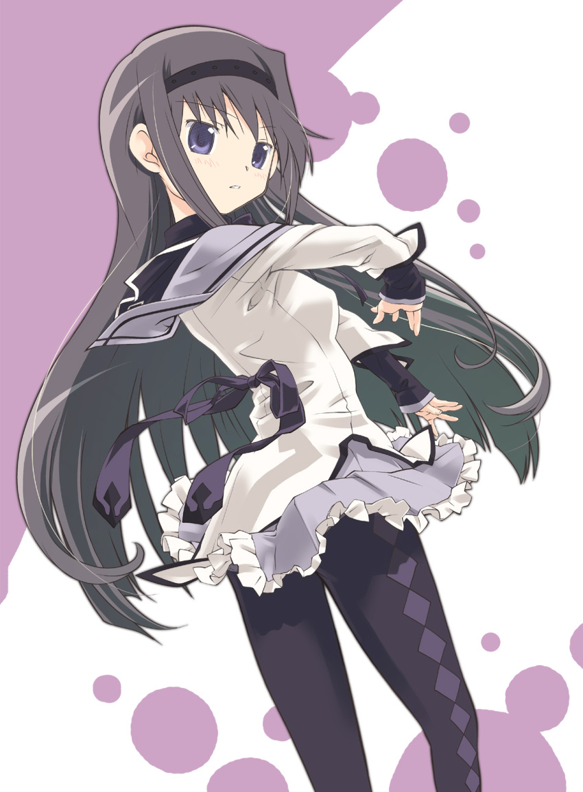 Safebooru - akemi homura black hair frills from behind frown hairband highres long hair mahou ...