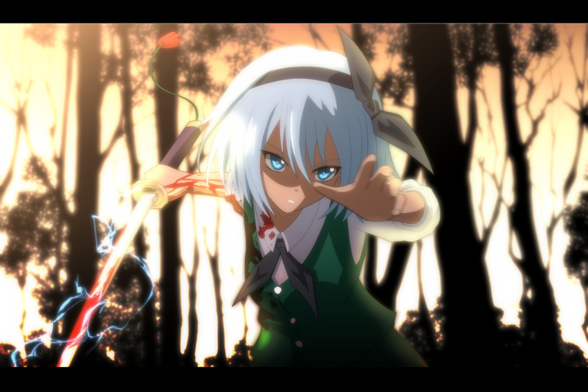 Safebooru - anime coloring blood blue eyes electricity forest hair ...