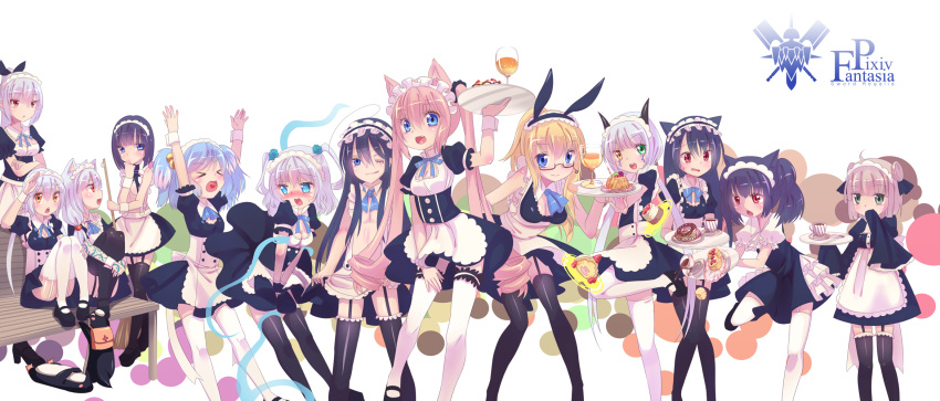 Safebooru - everyone highres maid maid cafe multiple girls mvv pixiv fantasia pixiv fantasia ...