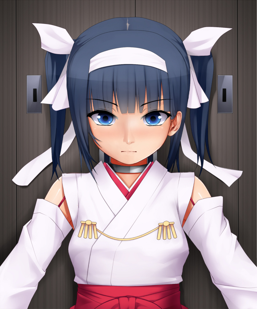 Safebooru - black hair blue eyes bow choker detached sleeves eto hair ...