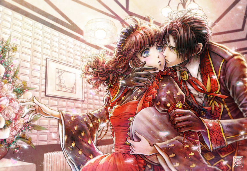 Safebooru - 1girl amnesia (idea factory) arm grab black hair brown hair ...