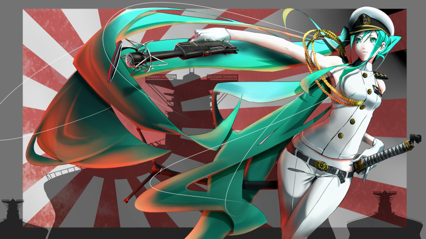 Safebooru - aqua eyes aqua hair belt crimson (cxrss377) gloves gun hat ...