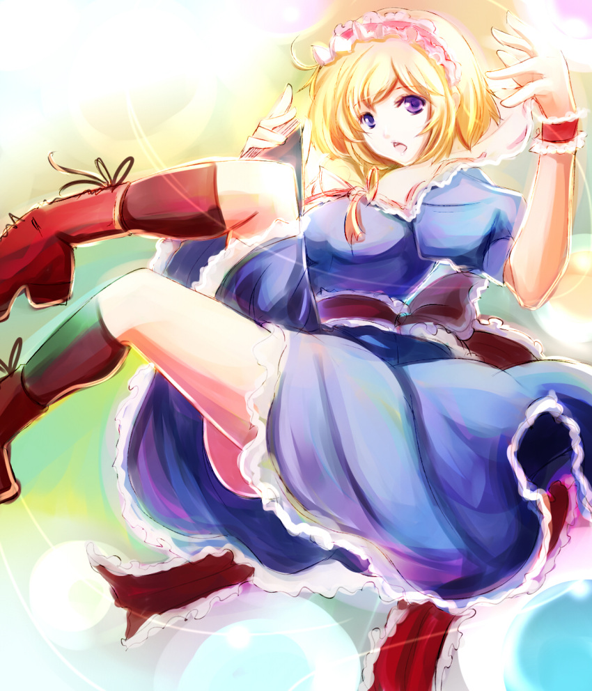 Safebooru - alice margatroid ball blonde hair blue eyes book boots breasts capelet ...