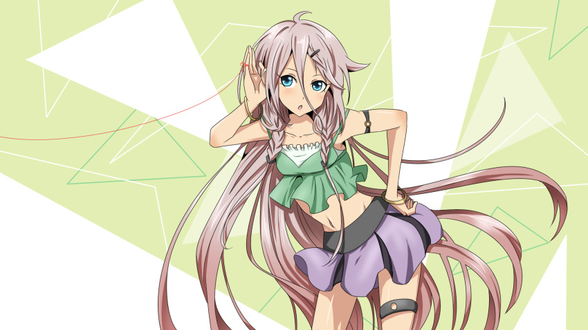 Safebooru - 1920x1080 bare shoulders blue eyes braid casual highres ia (vocaloid) long hair ...