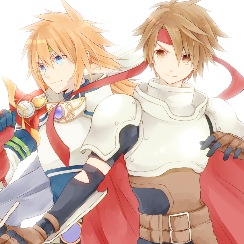 Safebooru - 2boys armor blonde hair blue eyes brown eyes brown hair ...