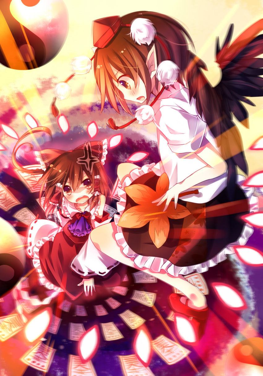 Safebooru - absurdres anger vein ascot blush bow brown eyes brown hair ...