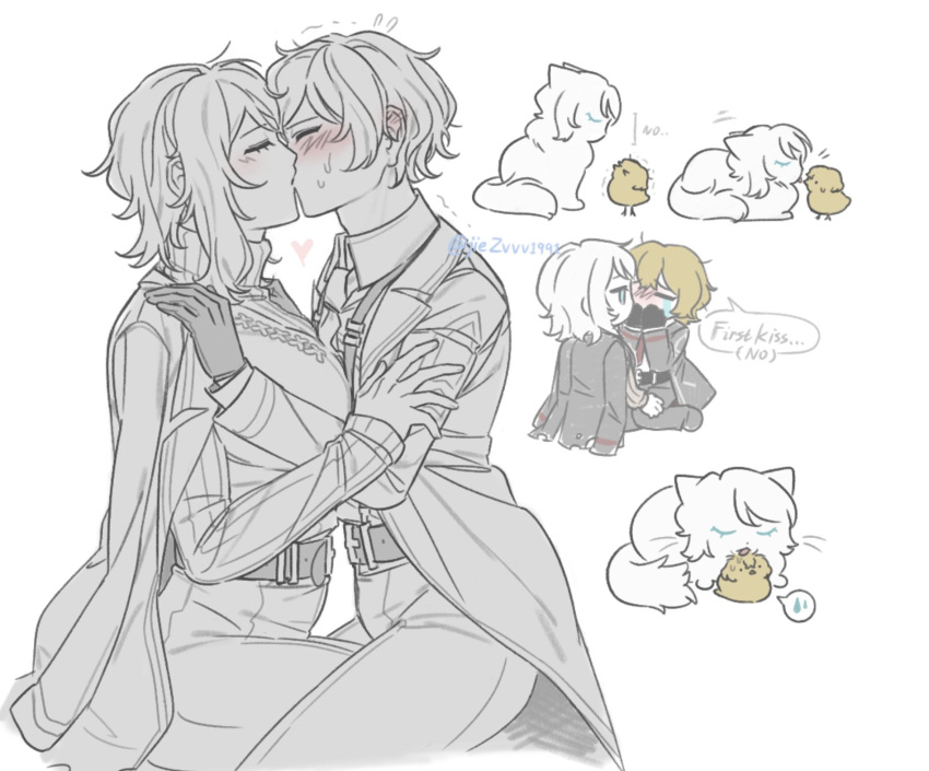 Safebooru - 1boy 1girl animal animalization animals kissing belt bird black belt black gloves ...