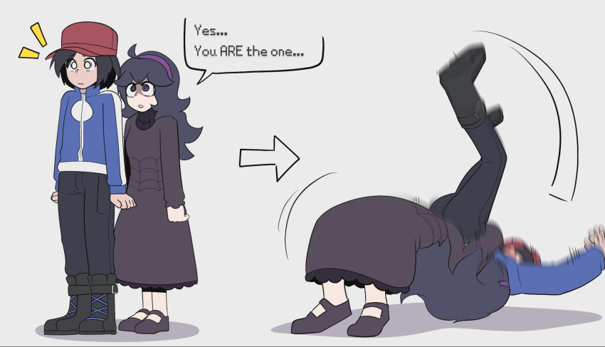 Safebooru - 1boy 1girl black boots black pants blue jacket boots calem (pokemon) commentary ...