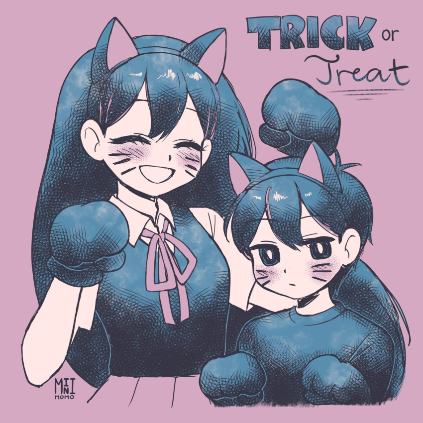 Safebooru - 1boy 1girl alternate costume animal ears antenna hair artist name black hair black ...