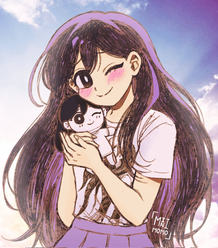 Safebooru - 1girl alternate costume artist name black eyes black hair blush bright pupils ...