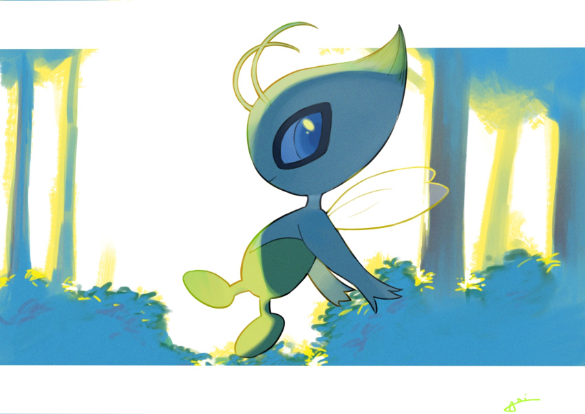 Safebooru - aoi (altea0923) blue eyes bush celebi closed mouth ...