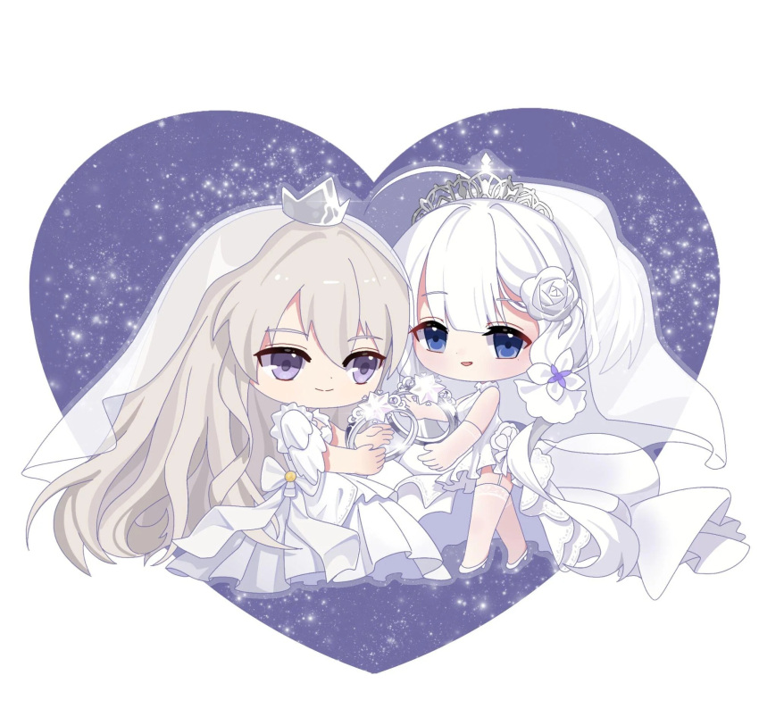 Safebooru - azur lane bride chibi enterprise (azur lane) holding hands illustrious (azur lane ...