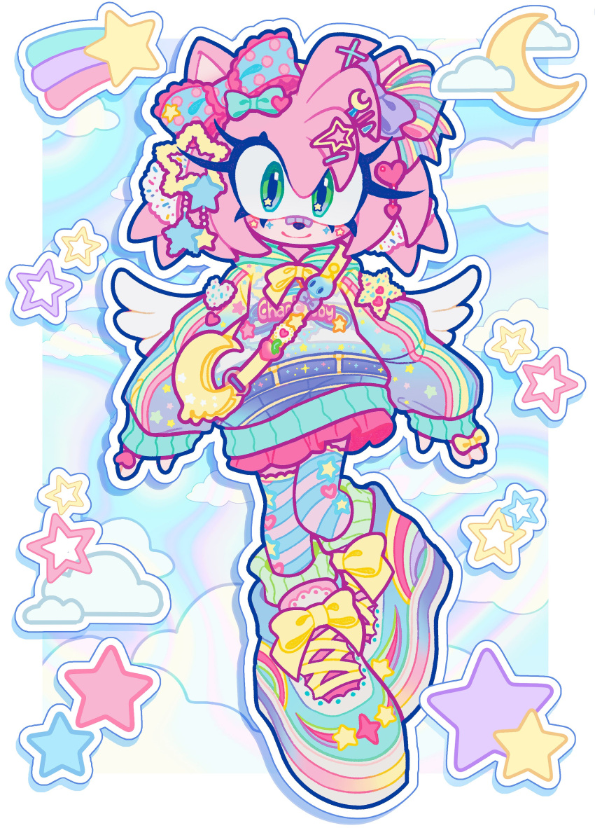 Safebooru - 1girl absurdres alternate costume amy rose angel wings animal ears animal nose blue ...