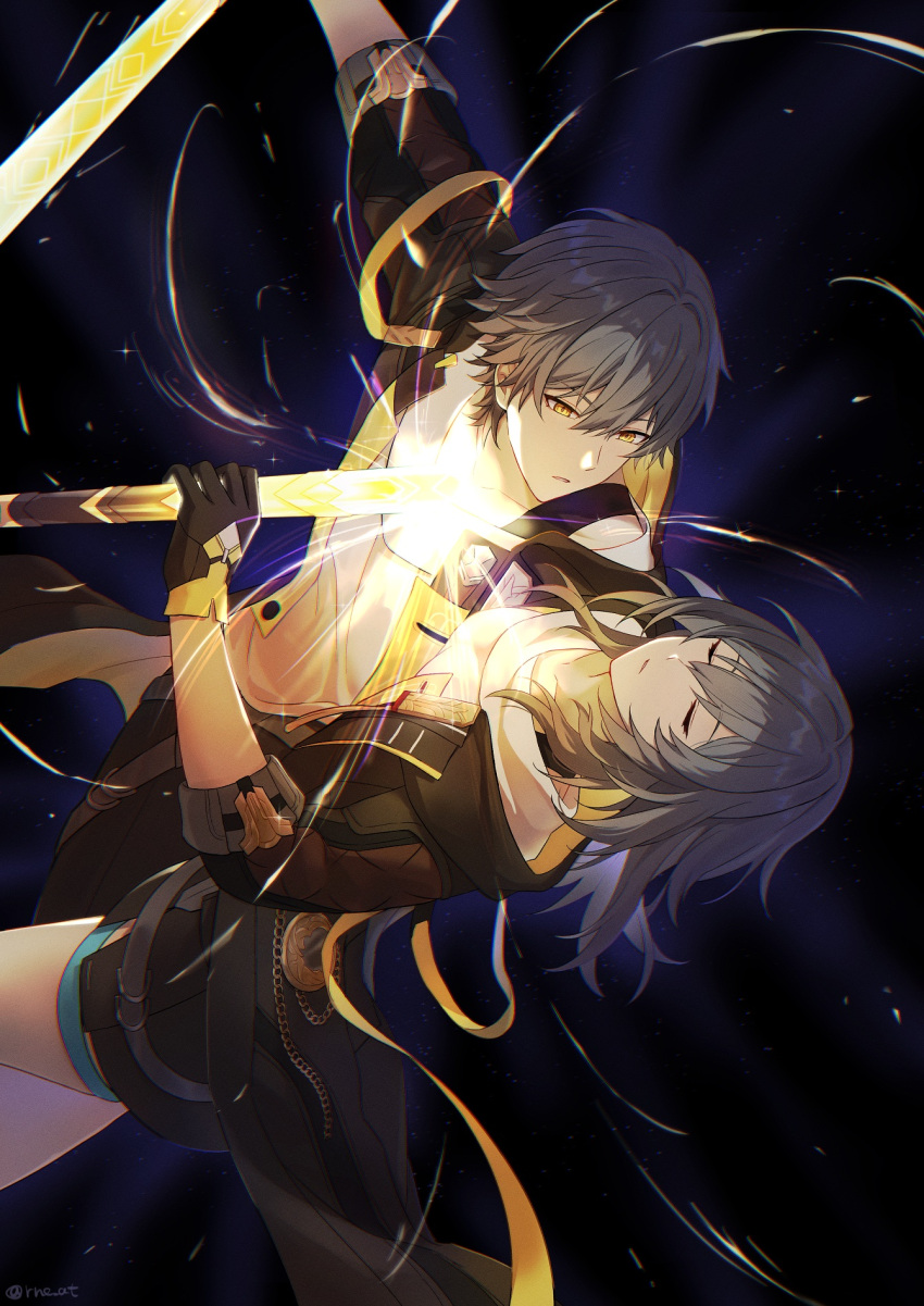 Safebooru - 1boy 1girl artist name caelus (honkai: star rail) closed eyes closed mouth ...