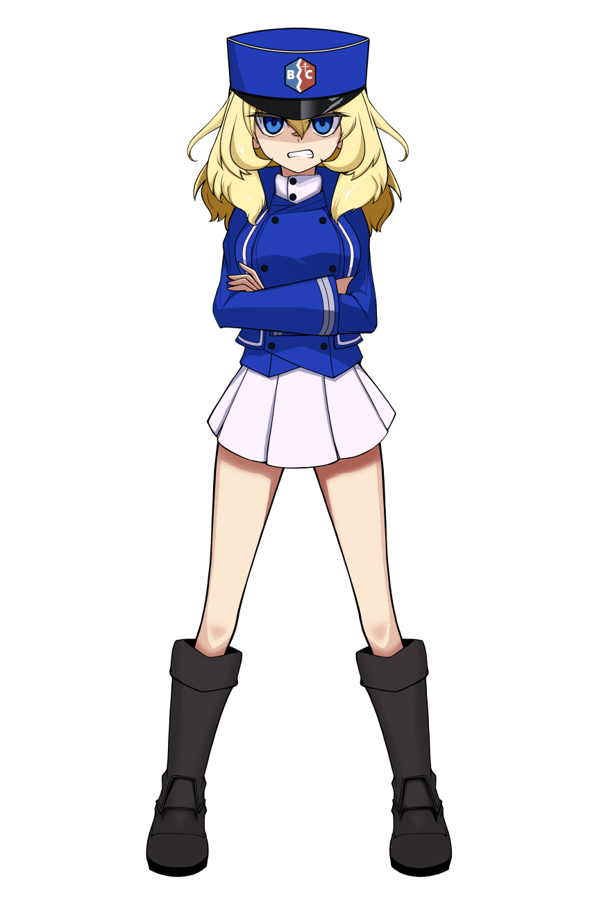 Safebooru - 1girl absurdres bc freedom (emblem) bc freedom military uniform black boots blonde ...