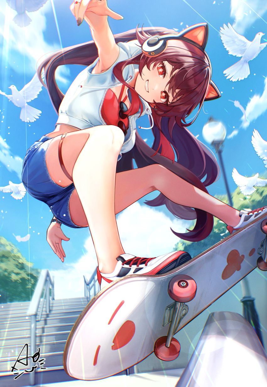 Safebooru - 1girl absurdres alternate costume animal ear headphones animal ears asahi (vjss4548 ...