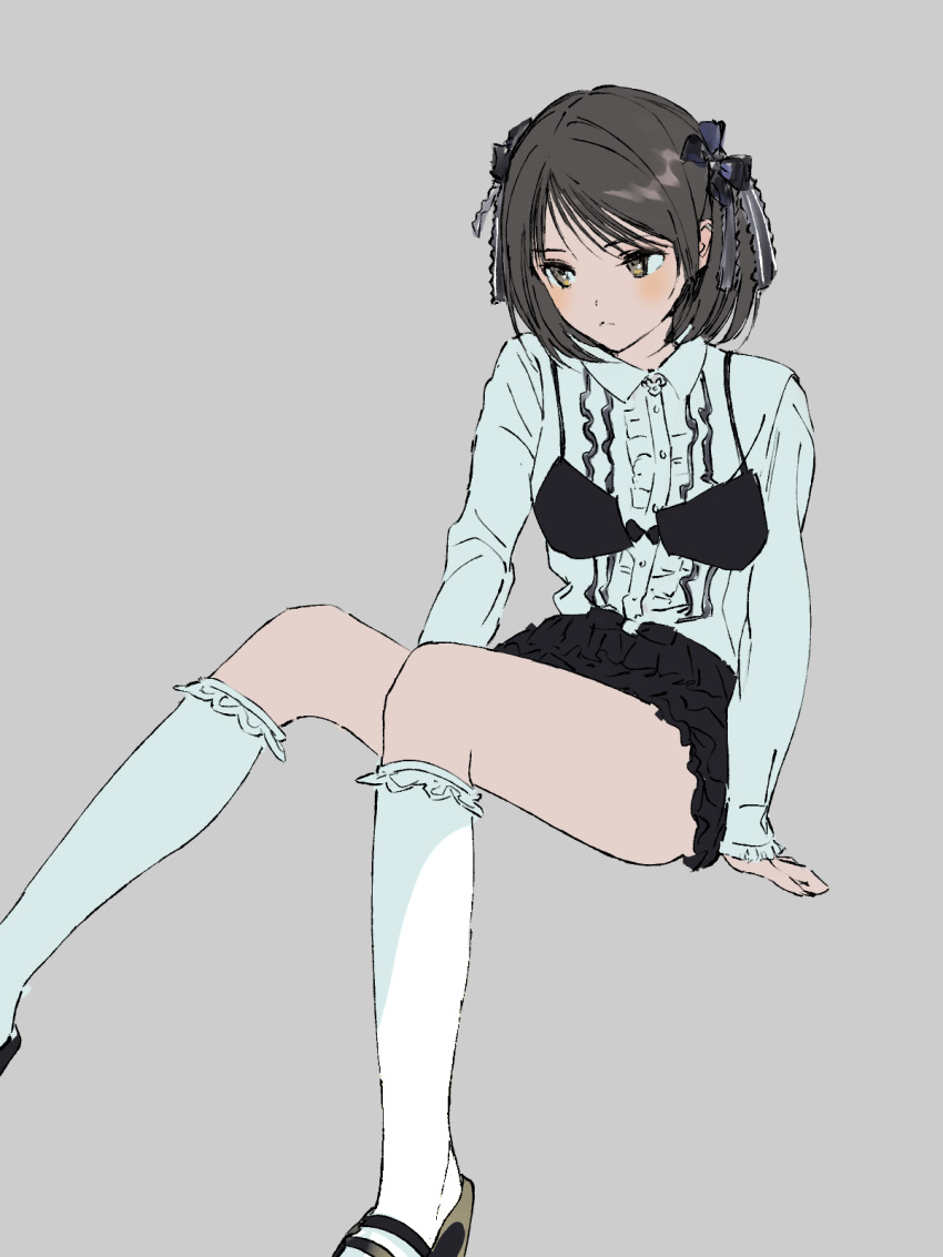 Safebooru 1girl Black Bow Black Hair Black Ribbon Blush Bow Brown