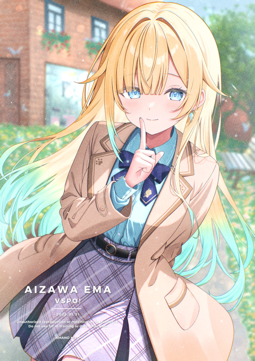 Safebooru - 1girl absurdres aizawa ema amanomito artist name black bow black bowtie blonde hair ...