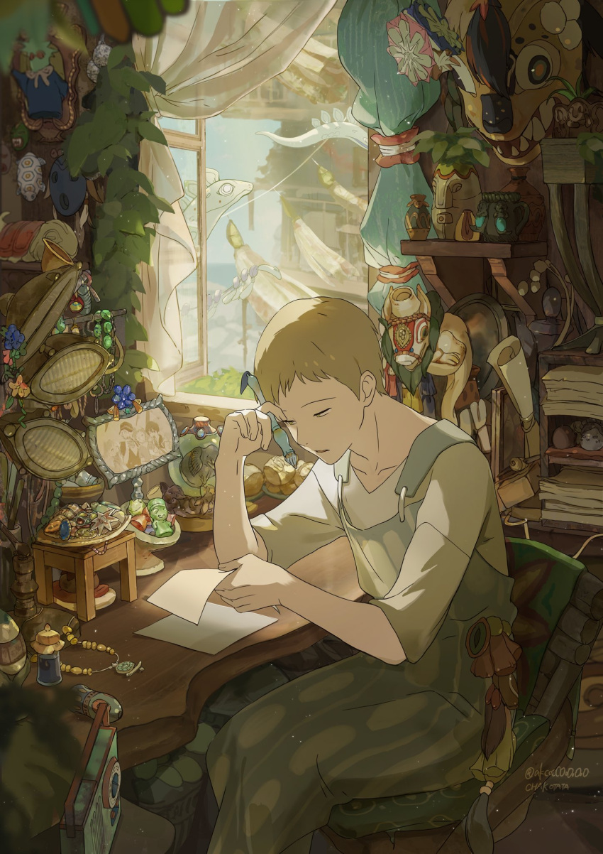 Safebooru - 1boy backlighting blonde hair blurry blurry foreground ...