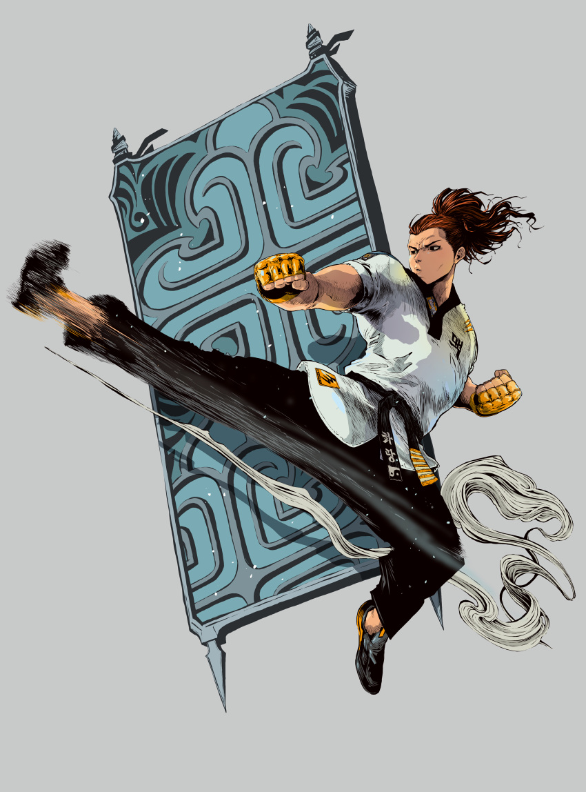 Safebooru - 1boy absurdres belt black belt black eyes black pants black shoes clenched hands ...