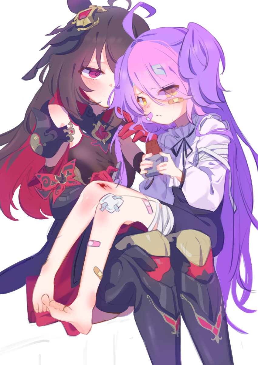 Safebooru - 2girls absurdres bandaid bandaid on face bandaid on leg barefoot benghuai xueyuan ...