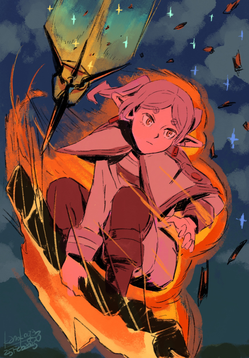 Safebooru - 1girl burning capelet elf frieren halo (series) halo 3 highres kanokoga mage staff ...