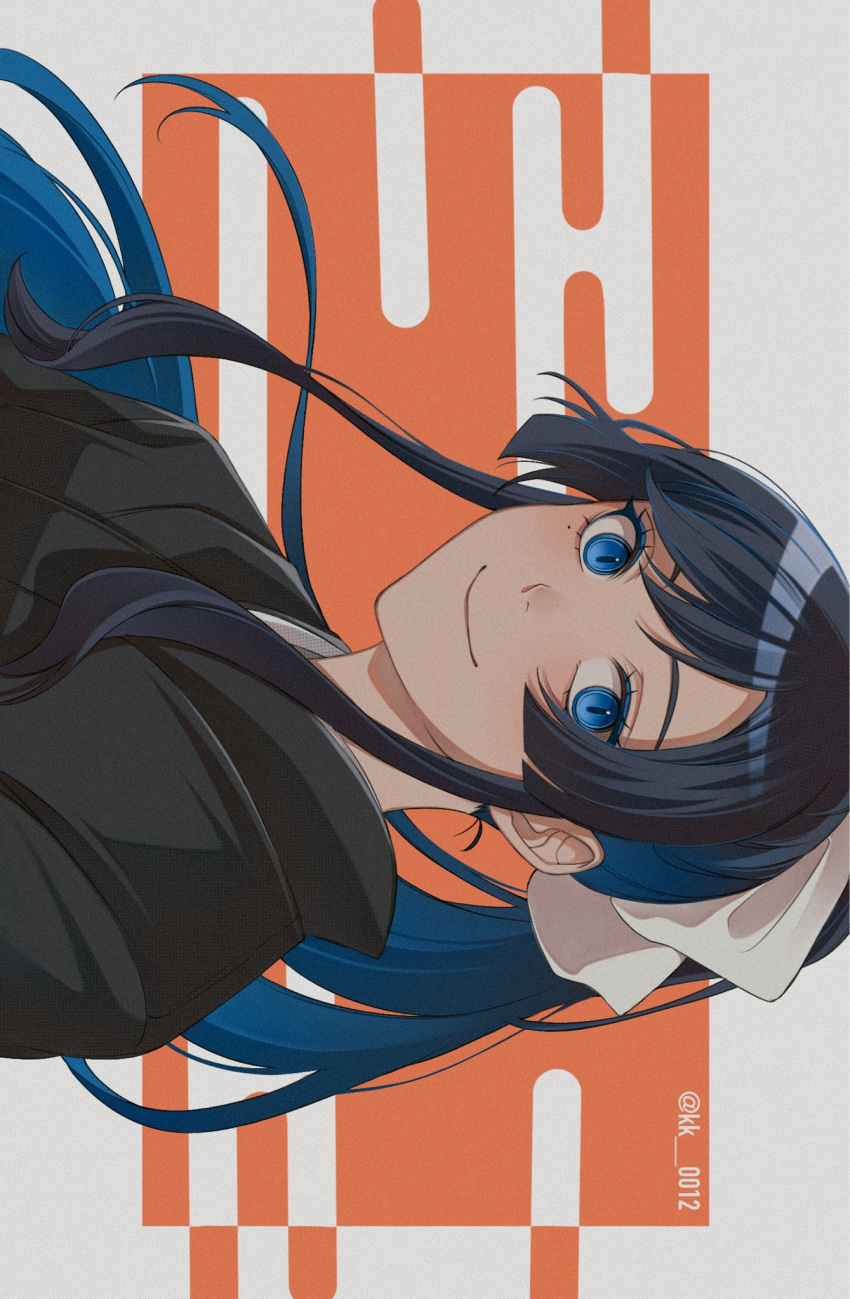 Safebooru - 1girl ado (utaite) black hair blue hair chando (ado) closed mouth colored inner hair ...