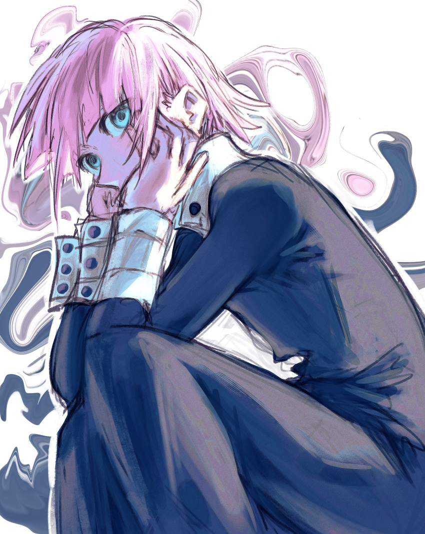 Safebooru - 1girl absurdres baku mbu black dress blue eyes blunt bangs cheek rest crona (soul ...