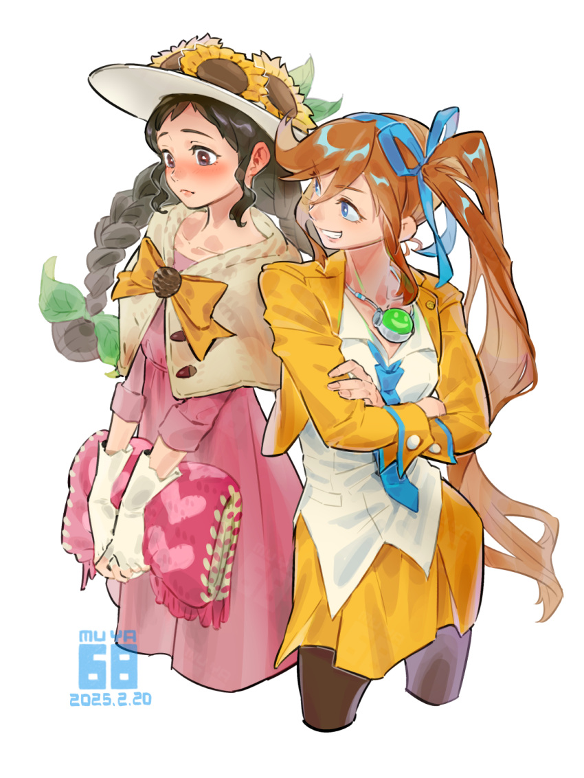 Safebooru - 2girls ace attorney artist name athena cykes blue bow blue eyes blue necktie blush ...
