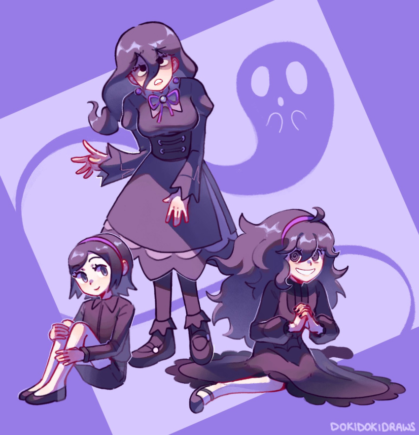 Safebooru - 3girls @ @ ahoge black eyes black hair breasts ...