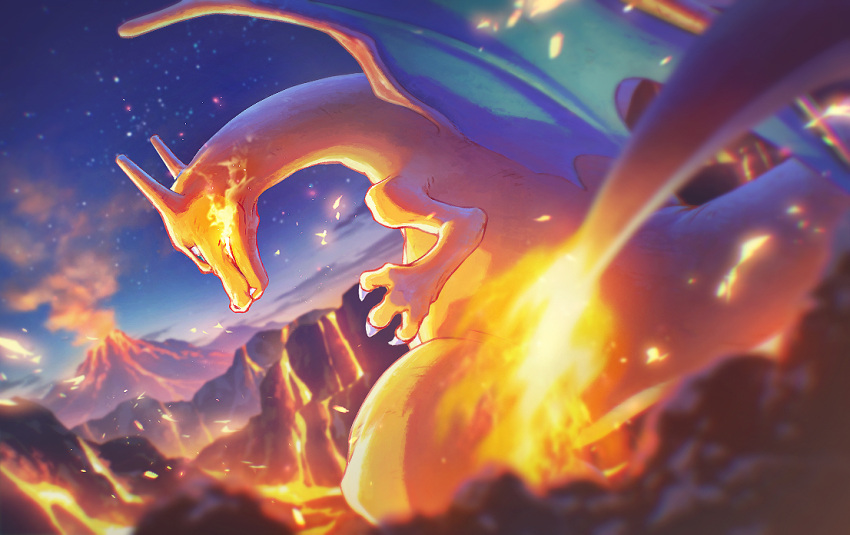 Safebooru - blue eyes charizard claws clenched teeth colored skin ...