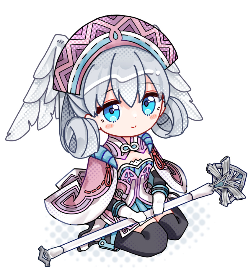 Safebooru - 1girl black thighhighs blue eyes chibi chibi only closed ...