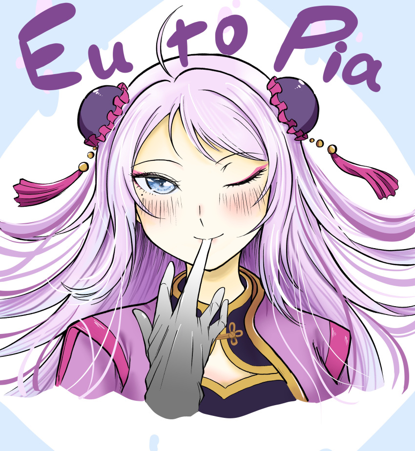 Safebooru - 1girl ;) absurdres ahoge black dress blue eyes blush bun cover cleavage cutout ...