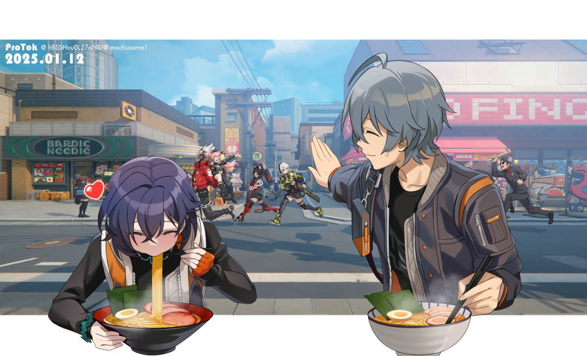 Safebooru - 1other 3boys 3girls anby demara belle (zenless zone zero) billy kid black hair black ...