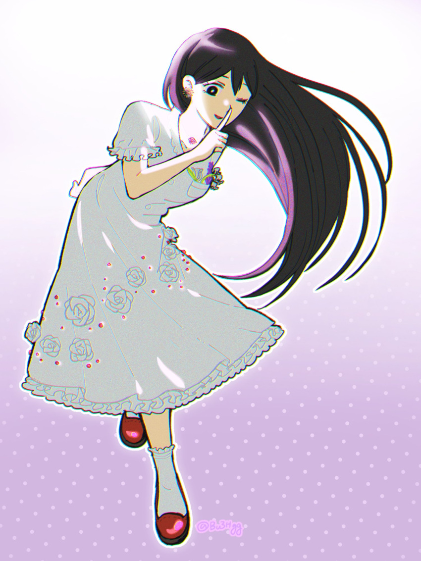 Safebooru - 1girl artist name black eyes black hair breast pocket ...