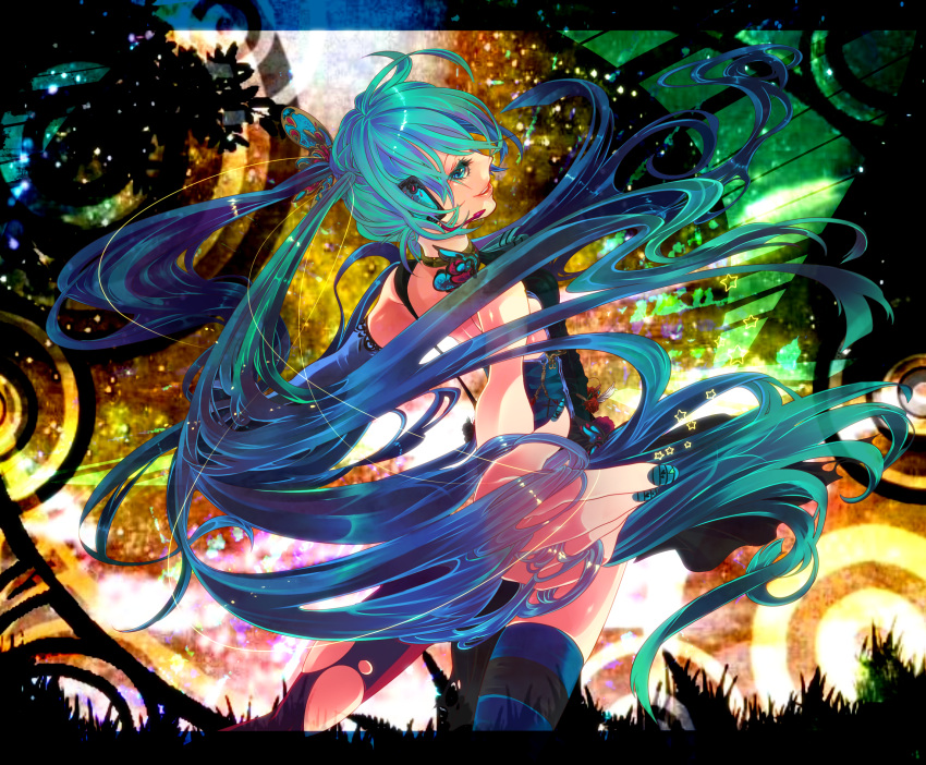 Safebooru - aqua eyes aqua hair elbow gloves gloves hatsune miku headset highres long hair ...