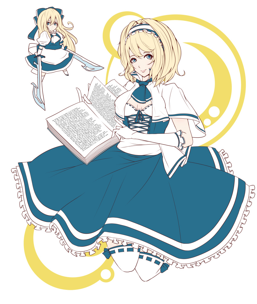 Safebooru - absurdres alice margatroid alternate costume blonde hair blue eyes book bow capelet ...