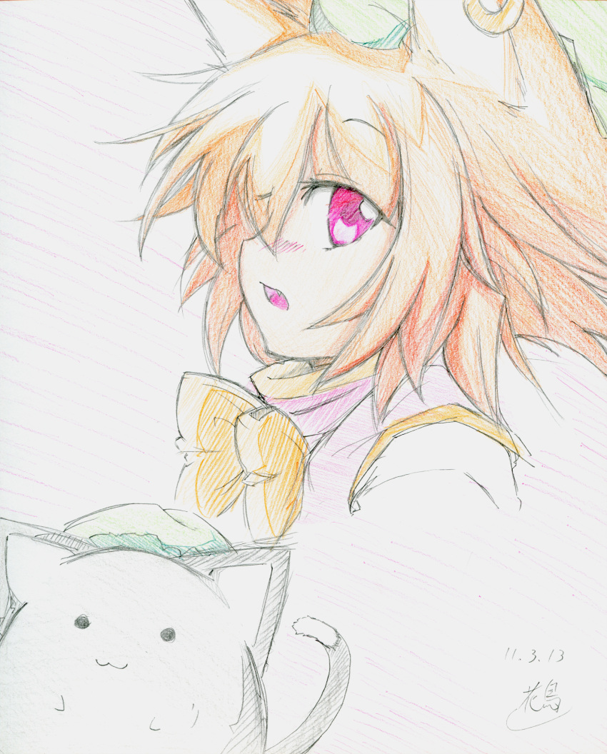 Safebooru - animal ears cat ears chen chen (cat) colored pencil (medium ...