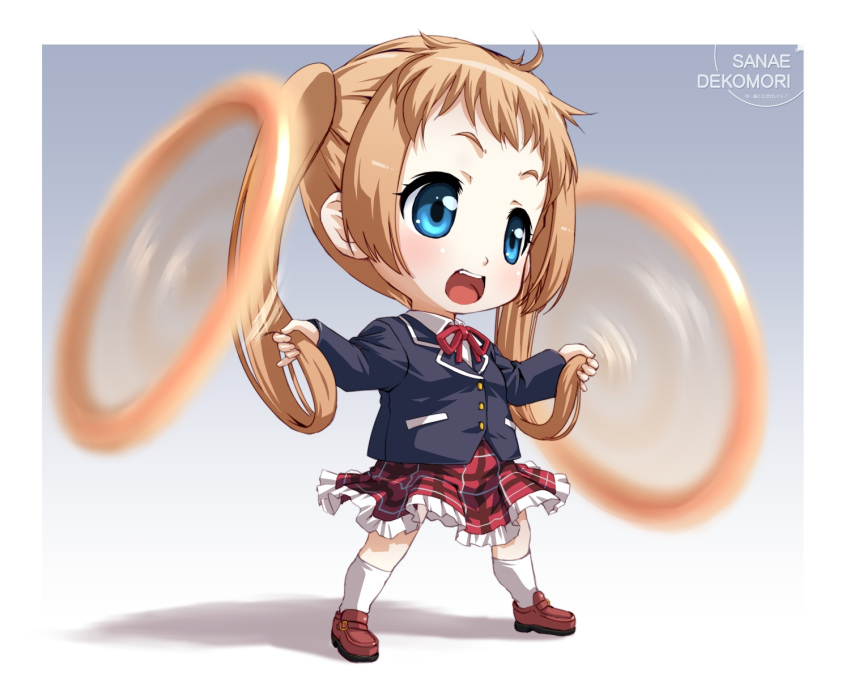 Safebooru - :d blazer blonde hair blue eyes character name chibi ...
