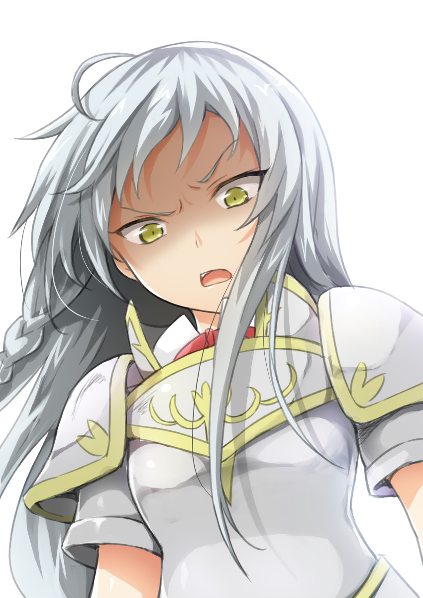 Safebooru - 1girl absurdres angry armor d: emilia justina grey hair ...