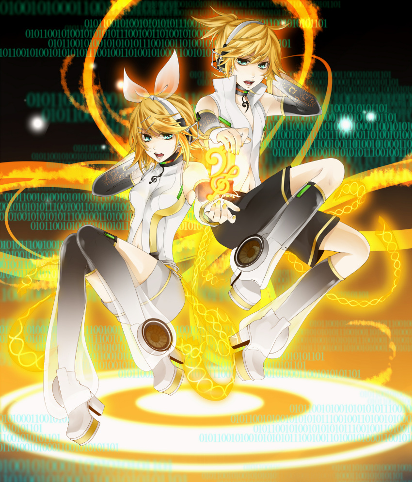 Safebooru - aqua eyes arm warmers bass clef binary blonde hair brother ...