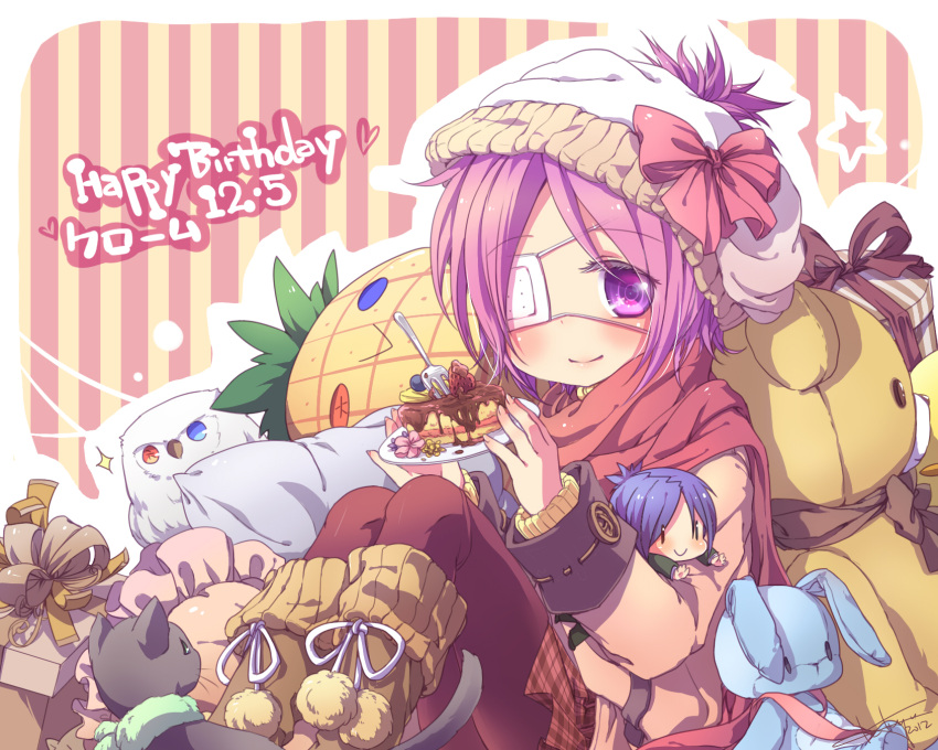 Safebooru - animal bird blush bow cake cat character doll chrome dokuro ...