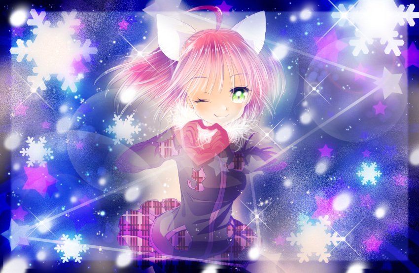 Safebooru - copyright request green eyes heart heart hands highres ...