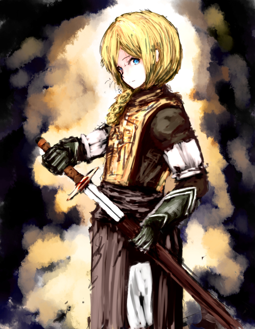 Safebooru - blonde hair blue eyes braid female knight gauntlets highres ...