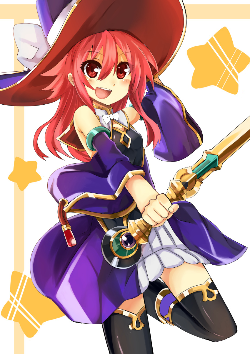 Safebooru - absurdres adjusting hat black legwear blush bow cleavage ...